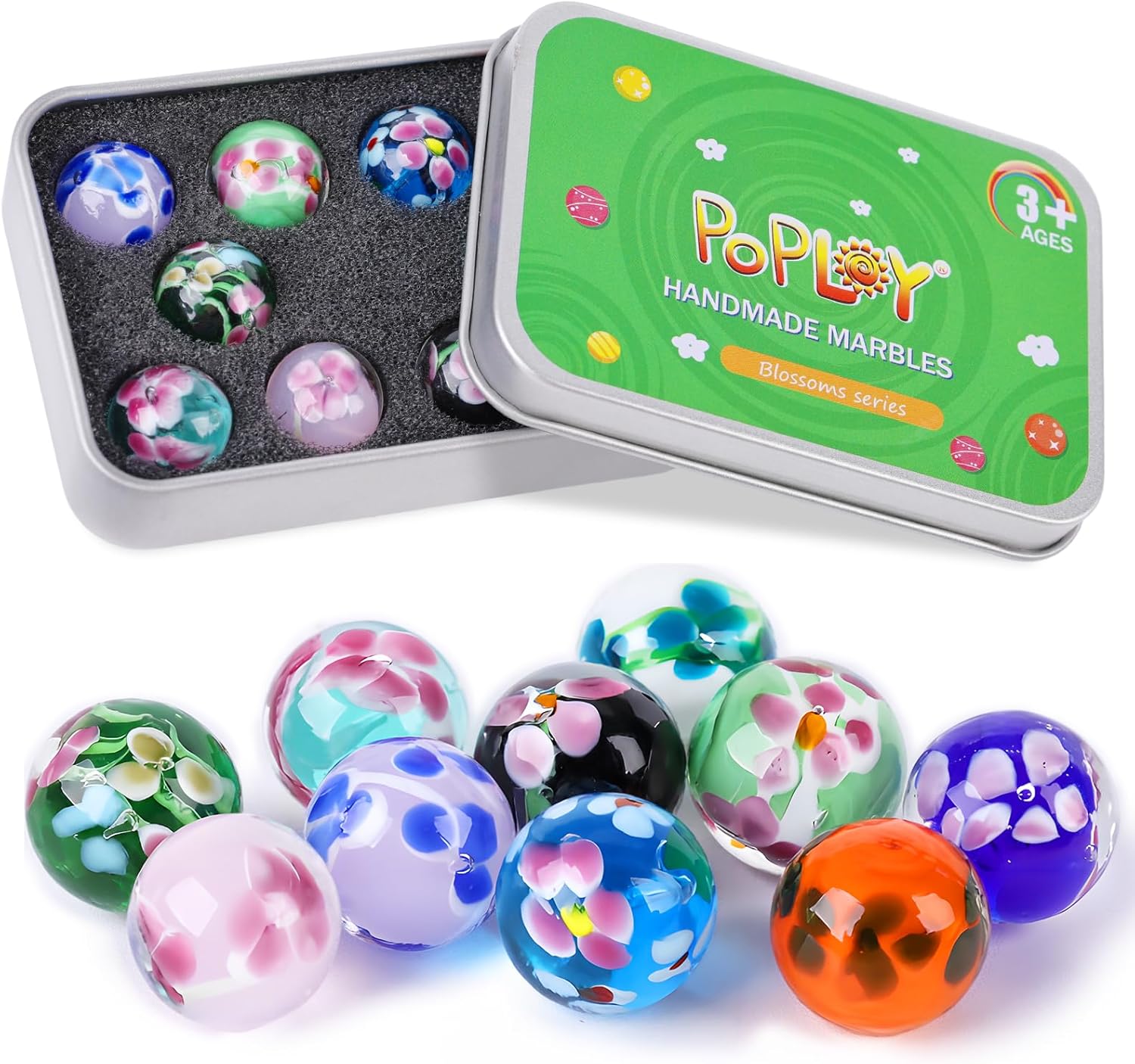 Amazon.com: POPLAY 10PCS Color Mixing Glass Marbles, 0.63inch Marble ...