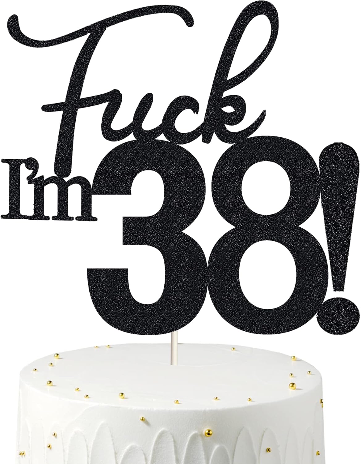 38 Cake Toppers - Black Glitter Birthday Decorations for Men and Women ...
