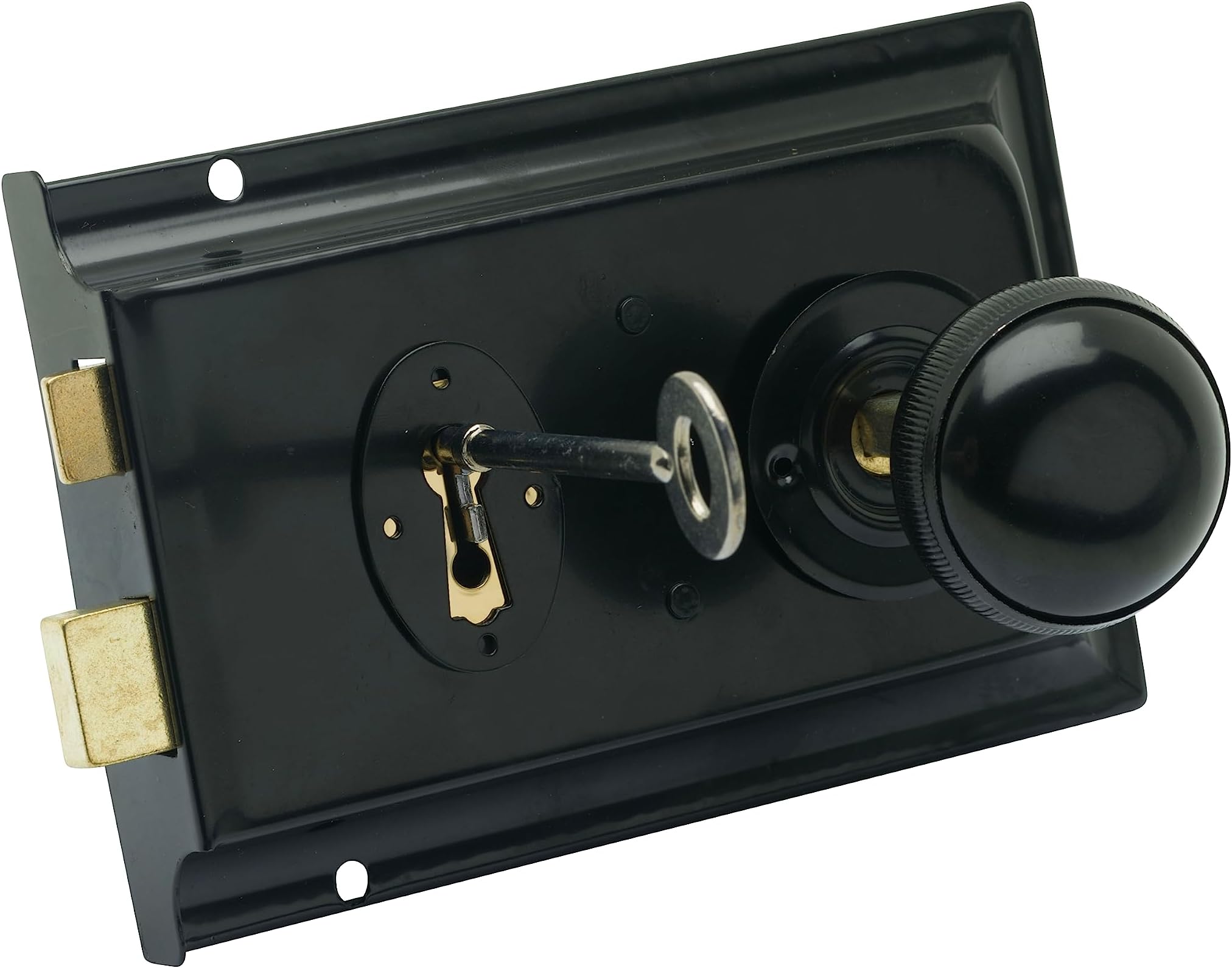 Old English Victorian Style Rim Dead Lock - Black Bedroom/Bathroom Snib ...