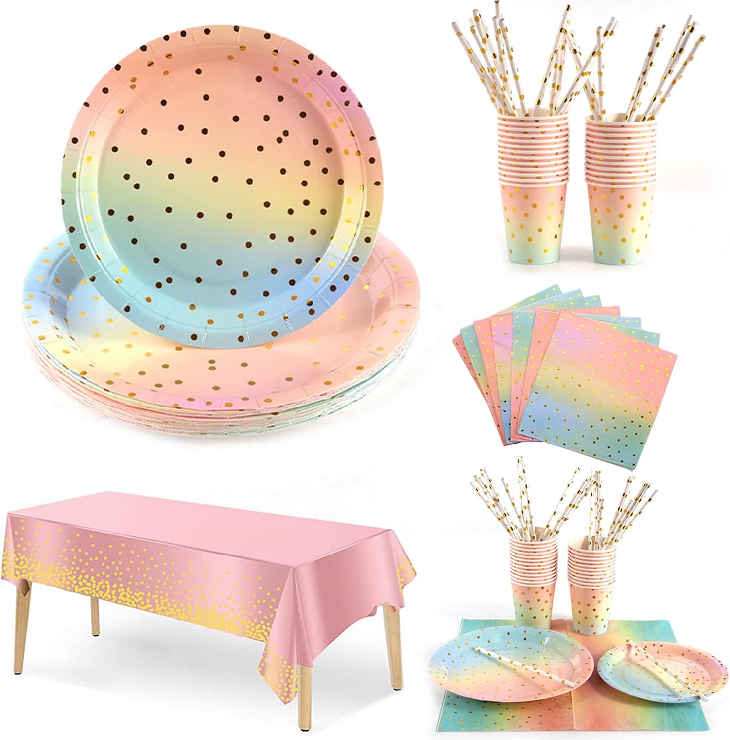 GYB 25 Guests Colorful Party Supplies, Disposable Party Tableware ...