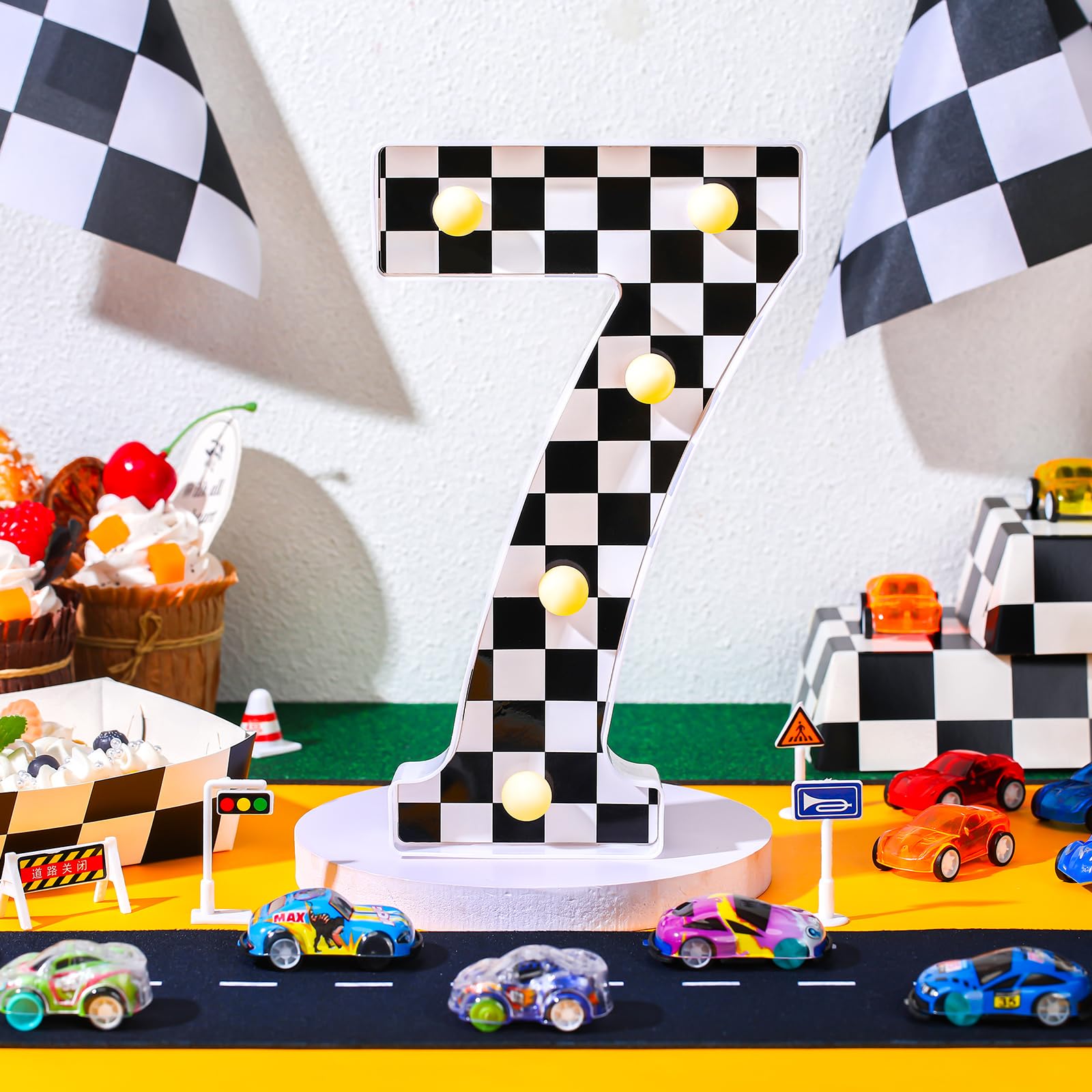 Snapklik.com : Maxcheck Racing Car Light Up Numbers Black And White ...