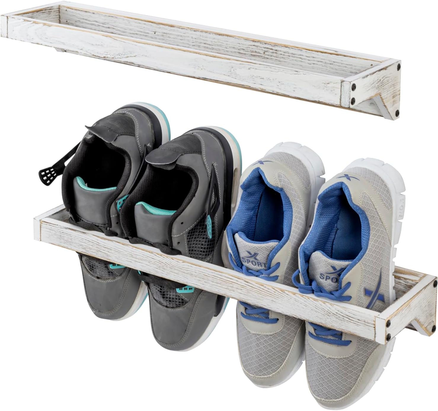 Amazon.com: Angoily White Wall Mounted Shoe Rack, Wall Shoe Storage ...
