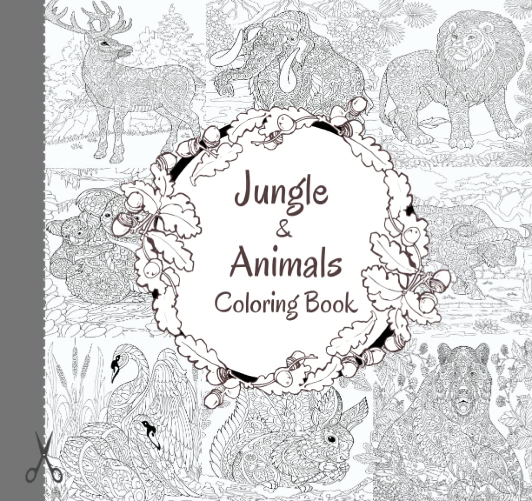 Snapklik.com : Jungle & Animals Coloring Book: Adult Coloring Book ...