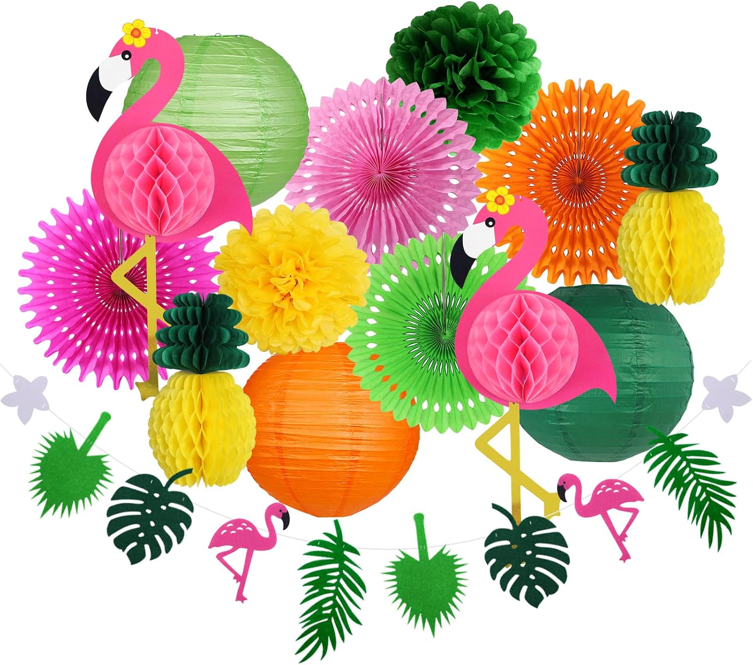 Amazon.com: Yuxiou Flamingo Party Decorations Hawaiian Garland Flamingo ...
