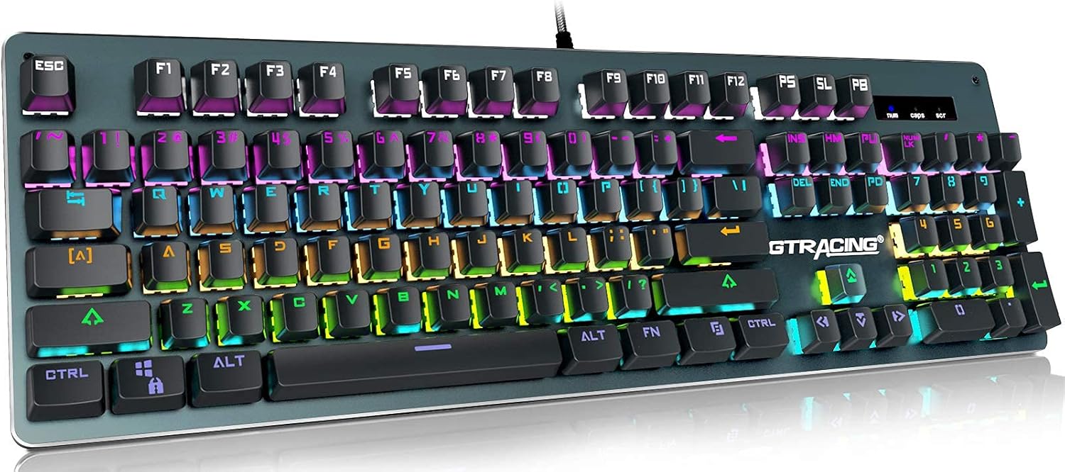 Amazon.com: GTRACING Mechanical Gaming Keyboard Compact 104 Key ...