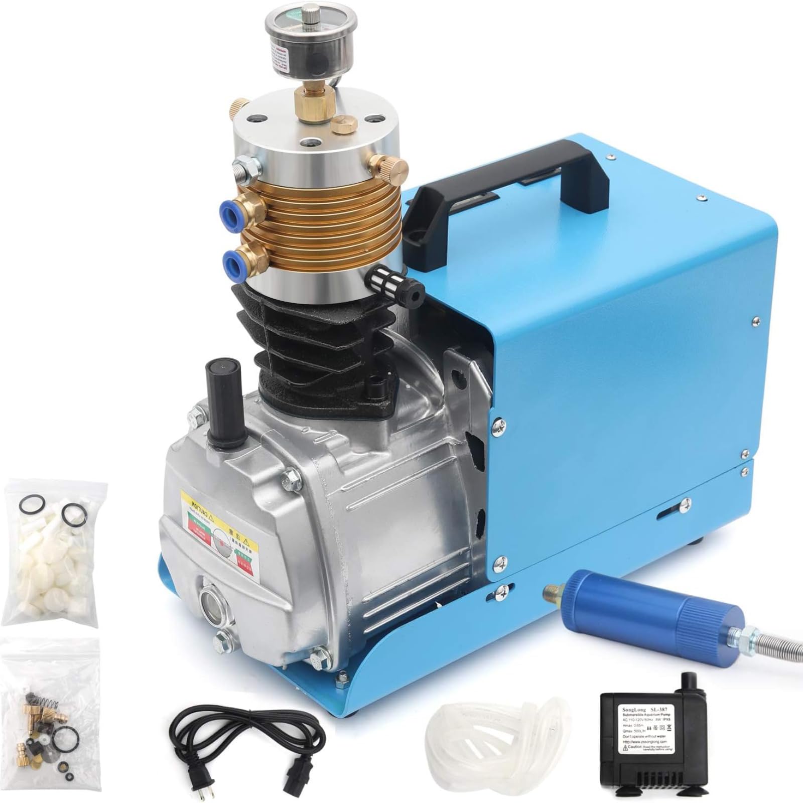 VELPAX PCP Compressor, 1.8kW 300Bar 4500Psi Adjustable Auto-Stop High ...
