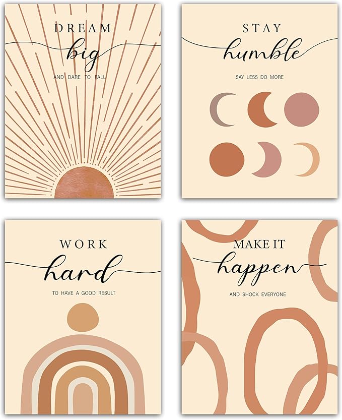 Amazon.com: Boho Sunshine Inspirational Posters Prints Set Of 4 ...