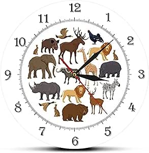 Amazon.com: Wall Clock Safari Jungle Animals Decorative Modern Wall ...