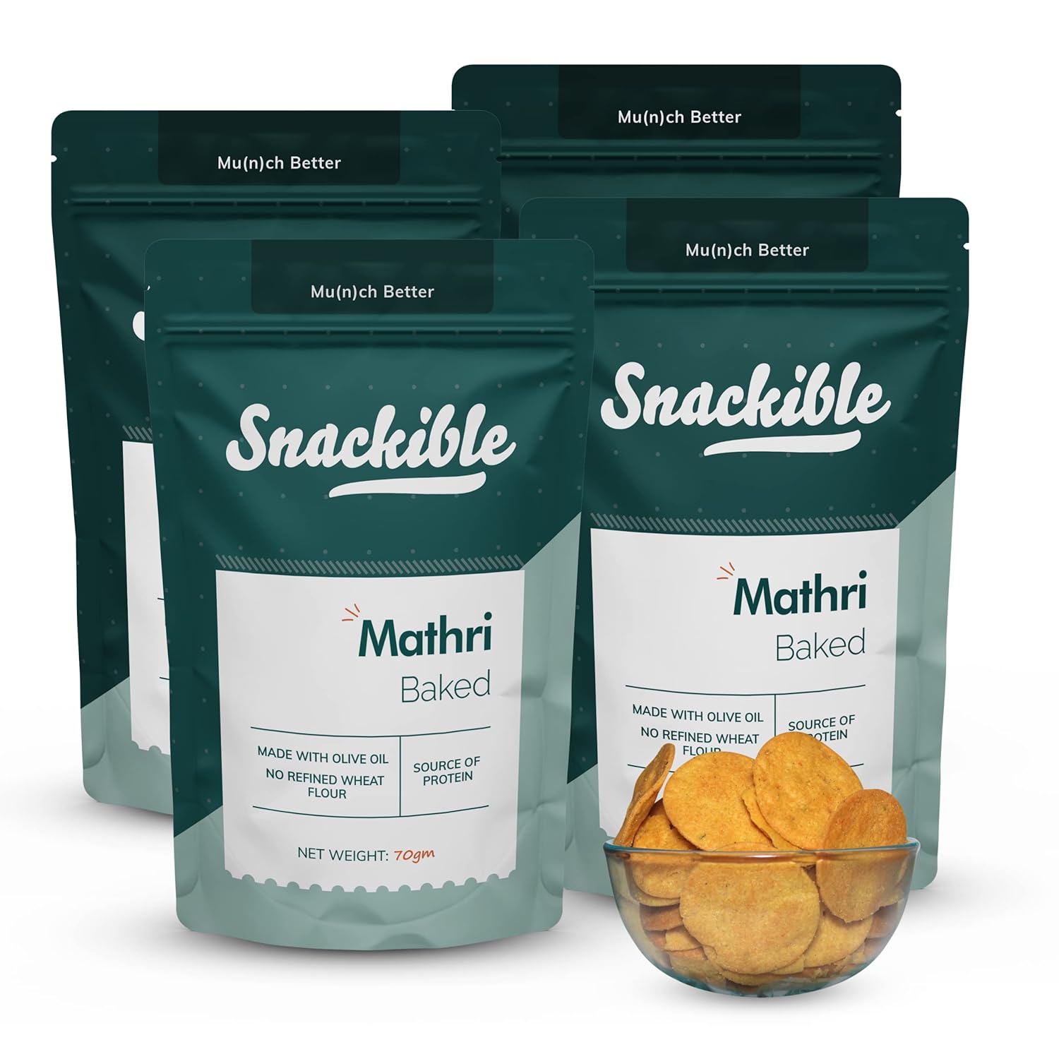 Snackible Baked Mathri (4x70gm) Pack of 4 | Baked | Namkeen | Healthy ...