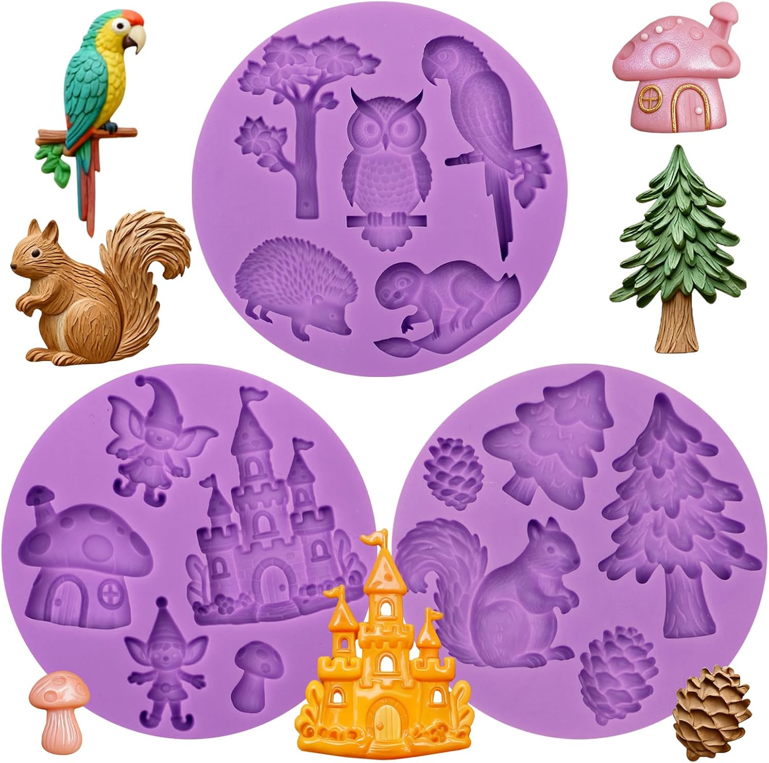 Amazon.com: Woodland Fairy Tale Silicone Fondant Molds, Forest Animals ...