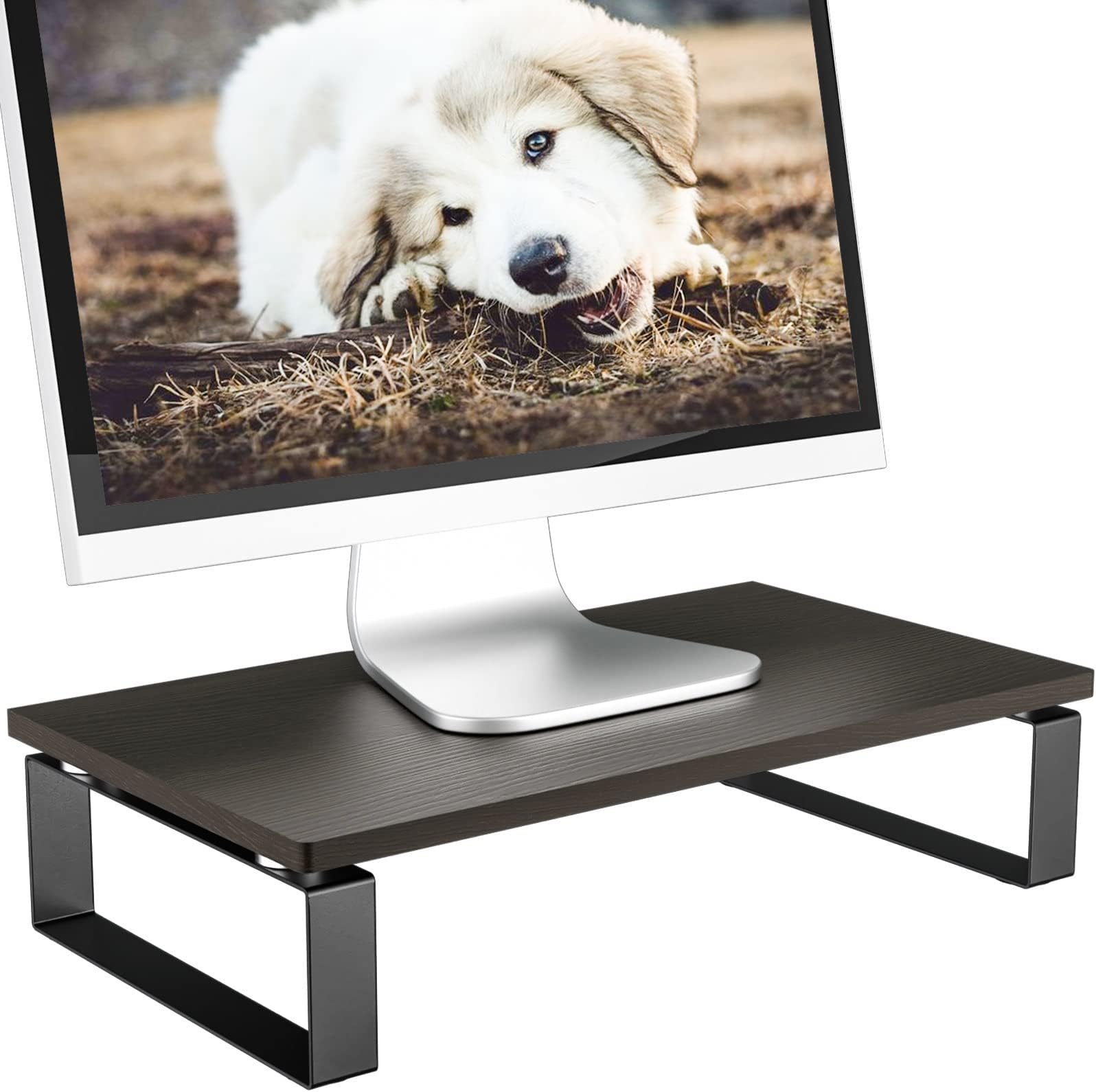 VIVO Black Wood 24 Inch Wide Desktop Stand, Ergonomic Monitor, Keyboard ...