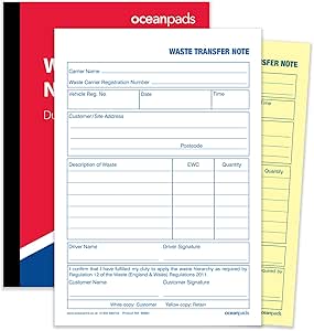 Ocean Pads Waste Transfer Note, A5, Duplicate (69660) : Amazon.co.uk ...