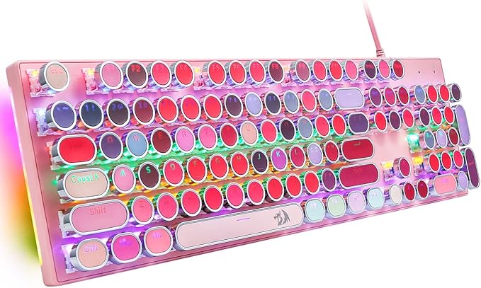 Amazon.com: Typewriter Mechanical Gaming Keyboard with RGB Side Lit and ...