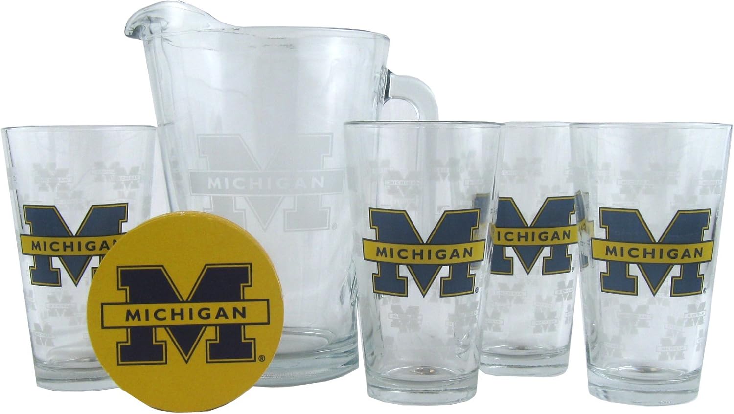 Amazon.com | University of Michigan Pint Glasses and Pitcher Set ...