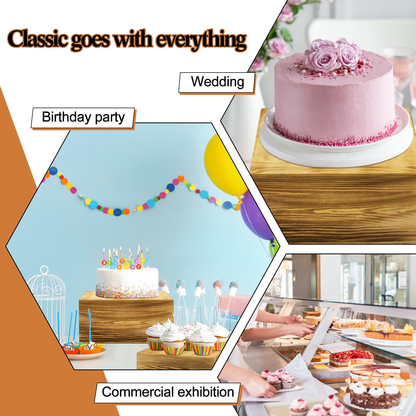 Set of 4 Wood Display Risers Rustic Cupcake Stand Rustic Wood Cake ...