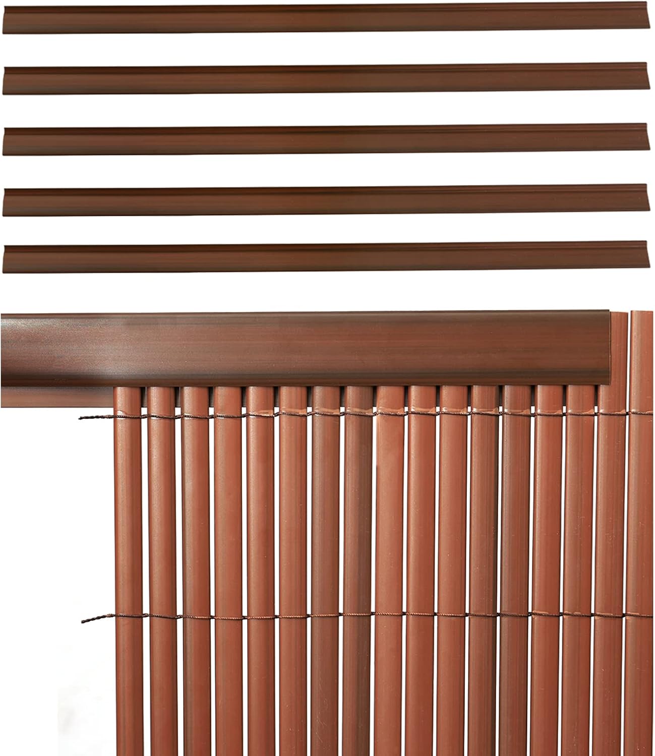 INMOZATA PVC Privacy Fence Screening Clip Cover 1m/pc, Brown Fixing ...