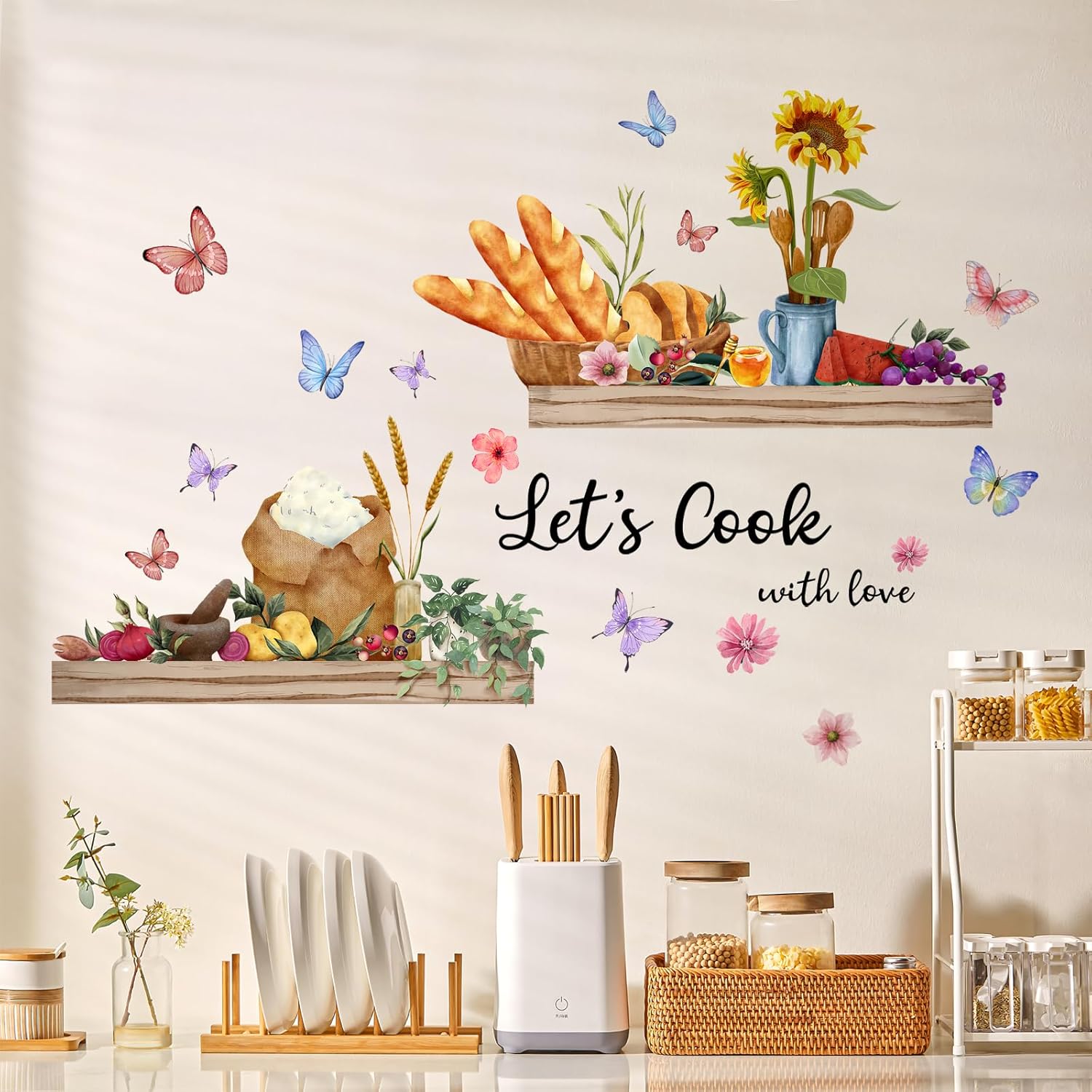 Amazon.com: Supzone Kitchenware Wall Stickers Food Vegetables Fruits ...