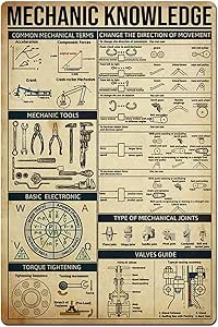 Amazon.com: ESETASOT Mechanic Knowledge Metal Tin Signs Vintage ...