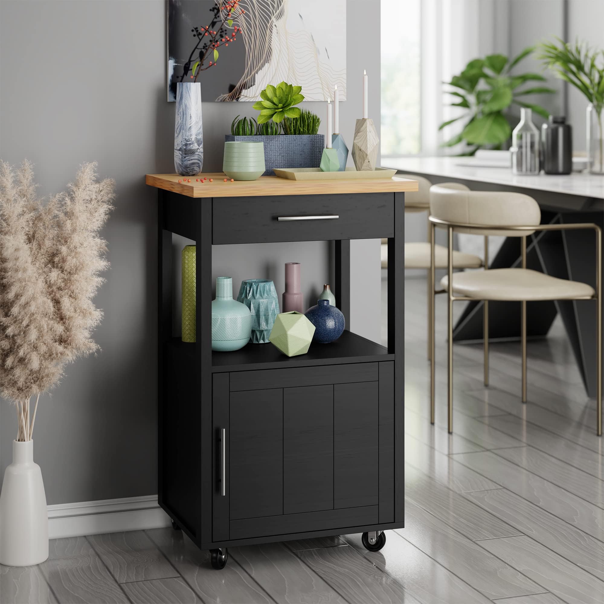 Amazon.com: JY QAQA 22" Kitchen Island on Wheels with Storage Cabinet ...