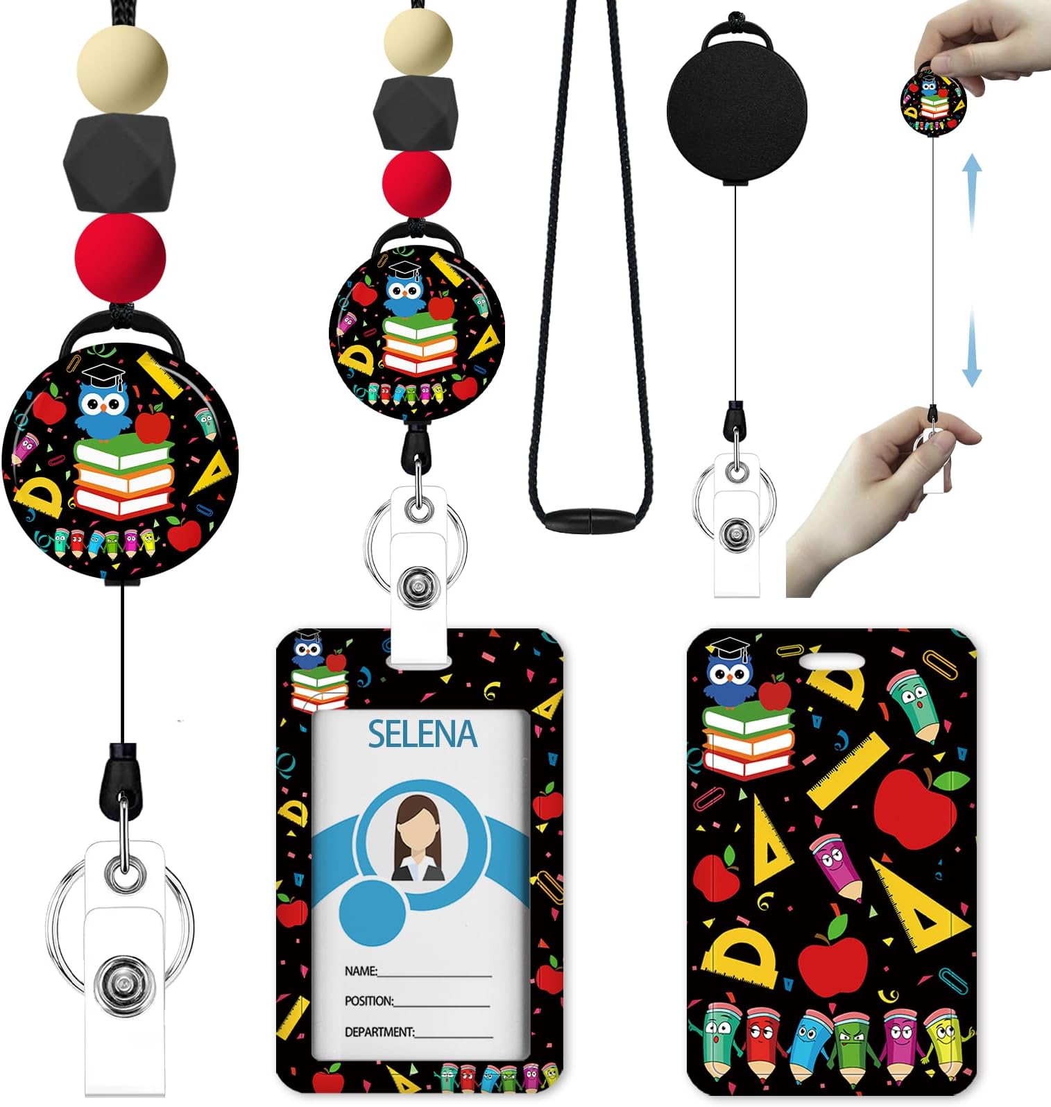 Amazon.com : Icycay Teacher Lanyards for Id Badges, ID Badge Holder ...