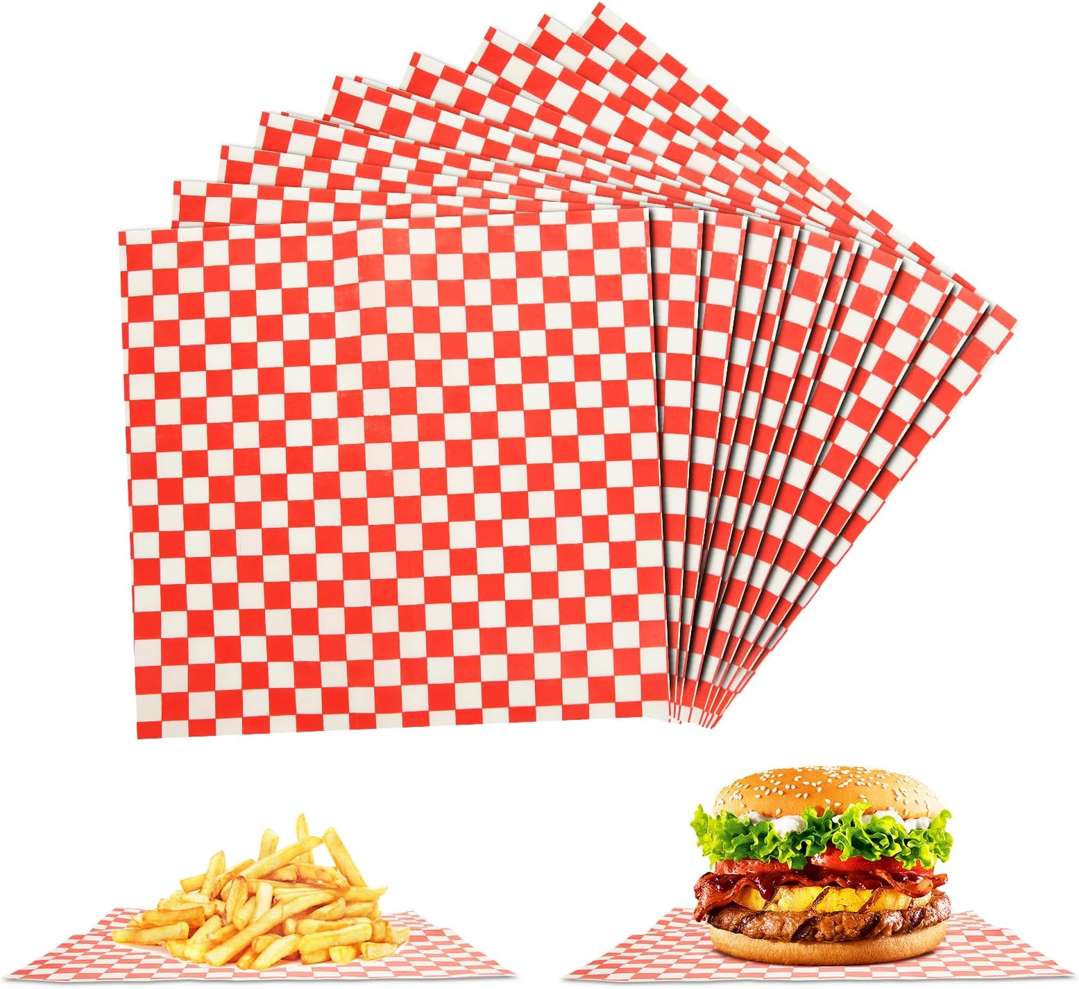 APACALI 300 Sheets Food Grade Wrap Paper, 11x10" Checkered Basket ...