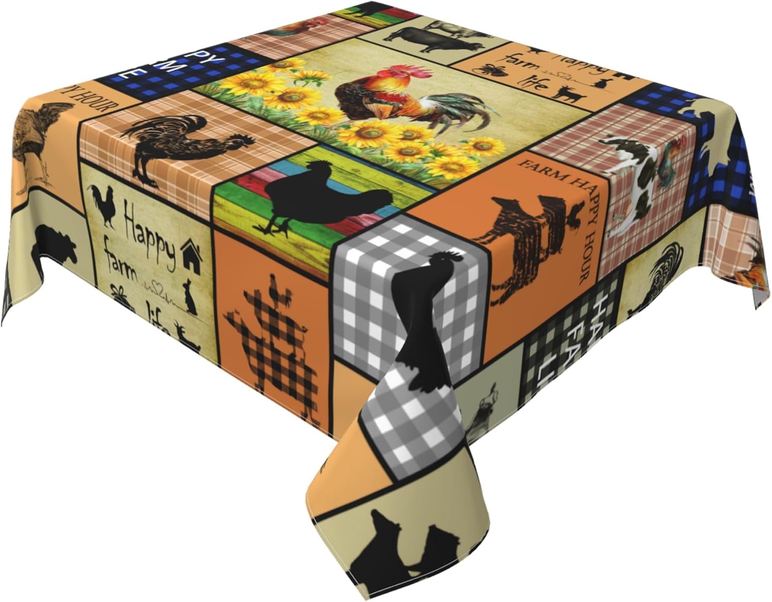 Amazon.com: Granbey Farmhouse Rooster Square Table Cloth - Farm Animal ...