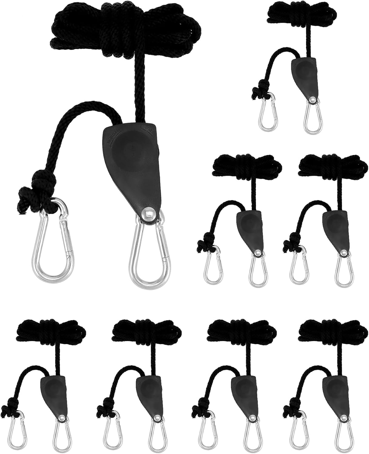 QWORK® 8PCS Heavy Duty Ratchet Ropes with Hooks, Stainless Steel ...