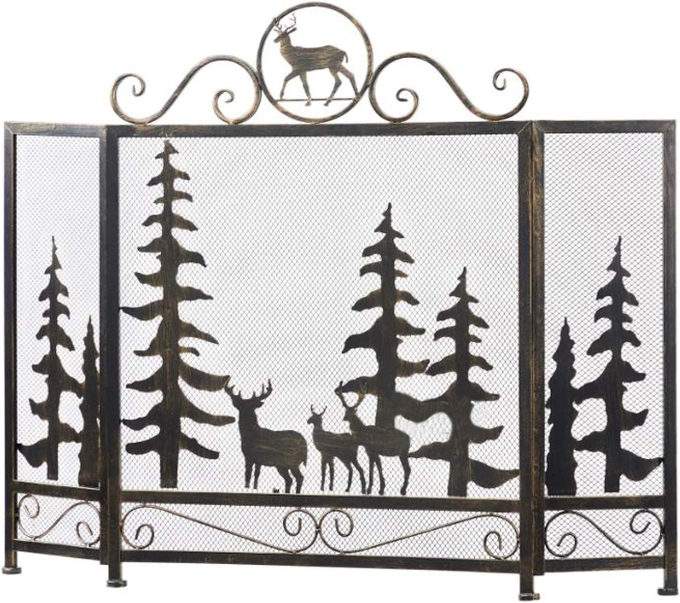 Amazon.com: Fire Guard Screen Fire Screen Rustic Worn Finish Iron ...