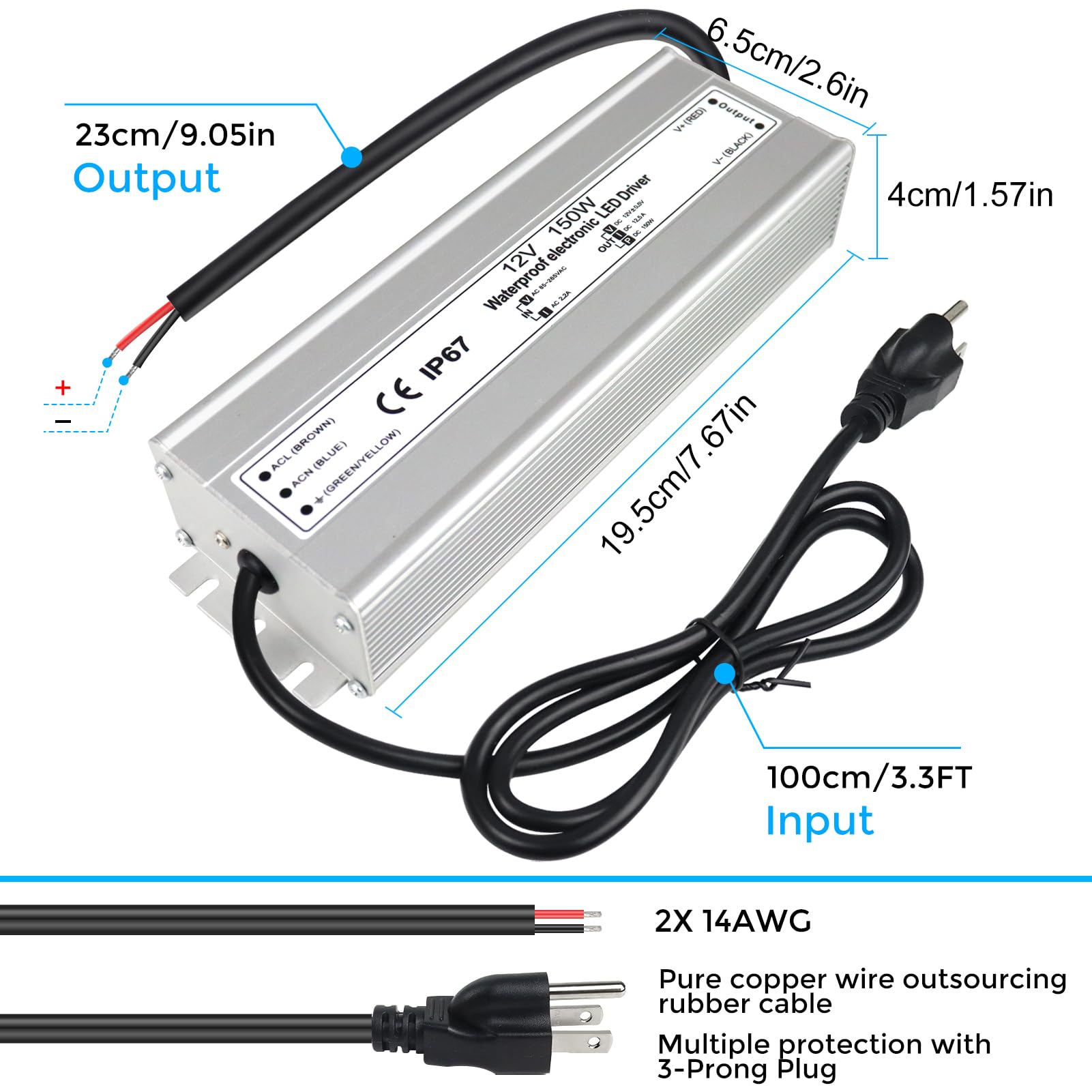 Snapklik.com : LightingWill LED Driver 150 Watts Waterproof IP67 Power ...