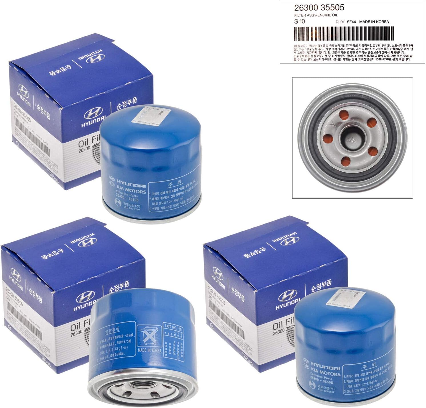 Amazon.com: Genuine OEM For Hyundai/Kia Oil Filter 26300-35505- 26300 ...