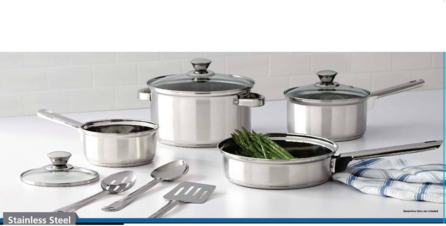Amazon.co.jp: Mainstays 10-Piece Stainless Steel Cookware Set by ...