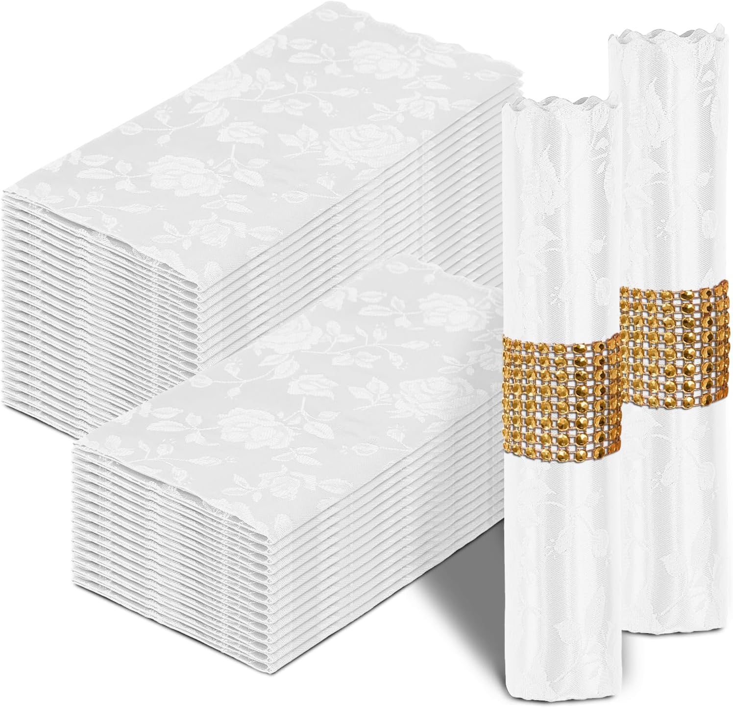 Homiest 24 Pack Jacquard Satin Napkins 17x17 Inches Damask Dinner ...