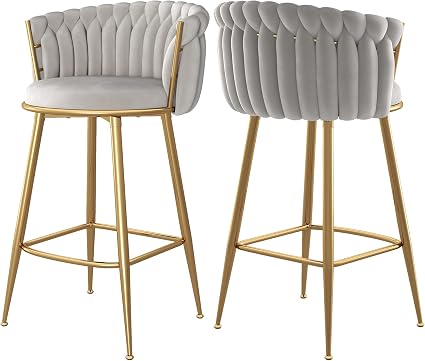 Amazon.com: GOOLON Counter Height Stools Set of 2, Velvet Bar Stools ...