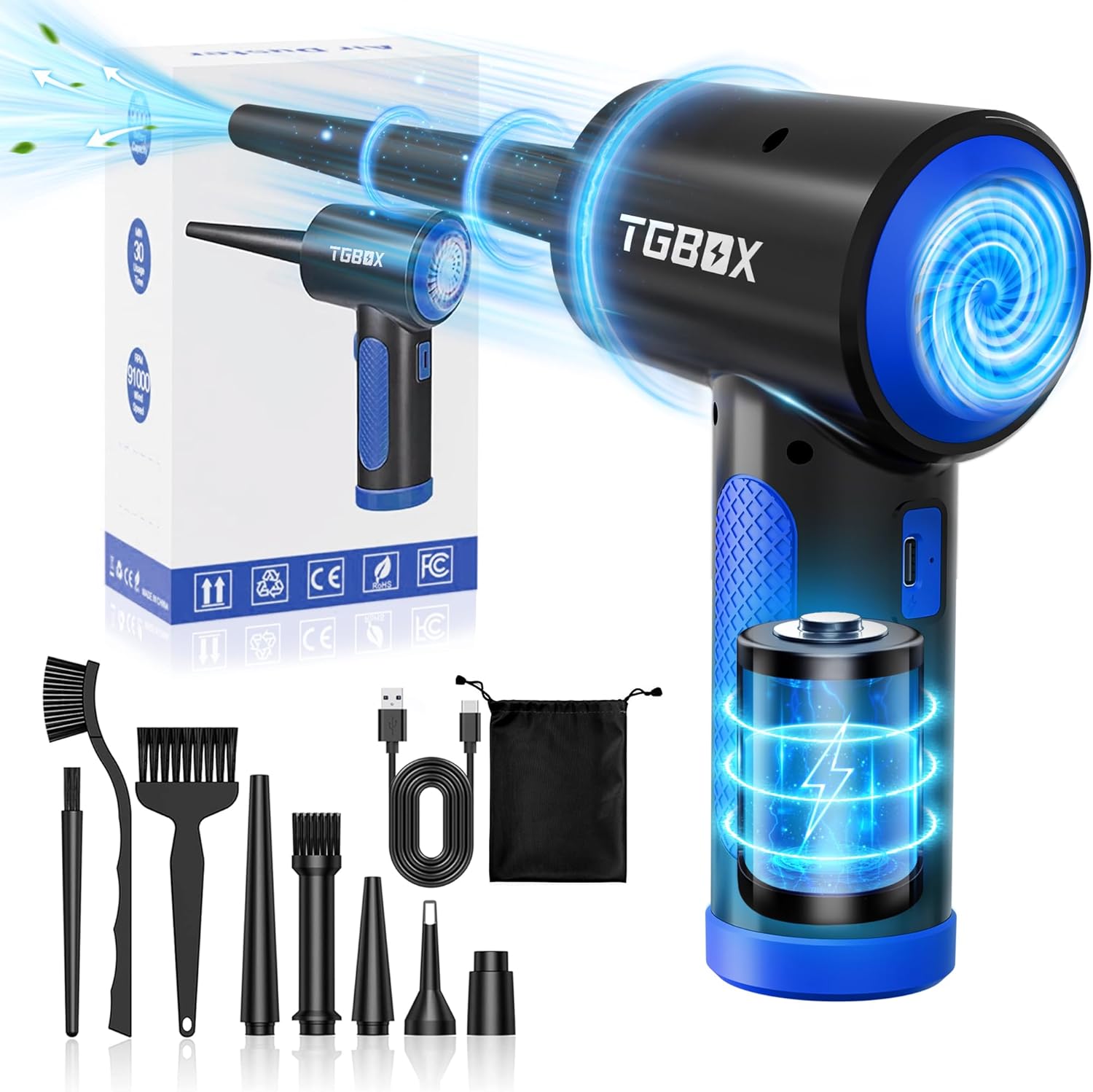 Amazon.com: TGBOX Electronic Compressed Air Duster 100000RPM, 3 Speeds ...