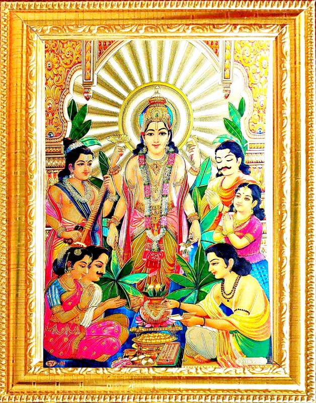 VCARTNOW God Satyanarayana Religious Framed Painting for Wall and Pooja ...