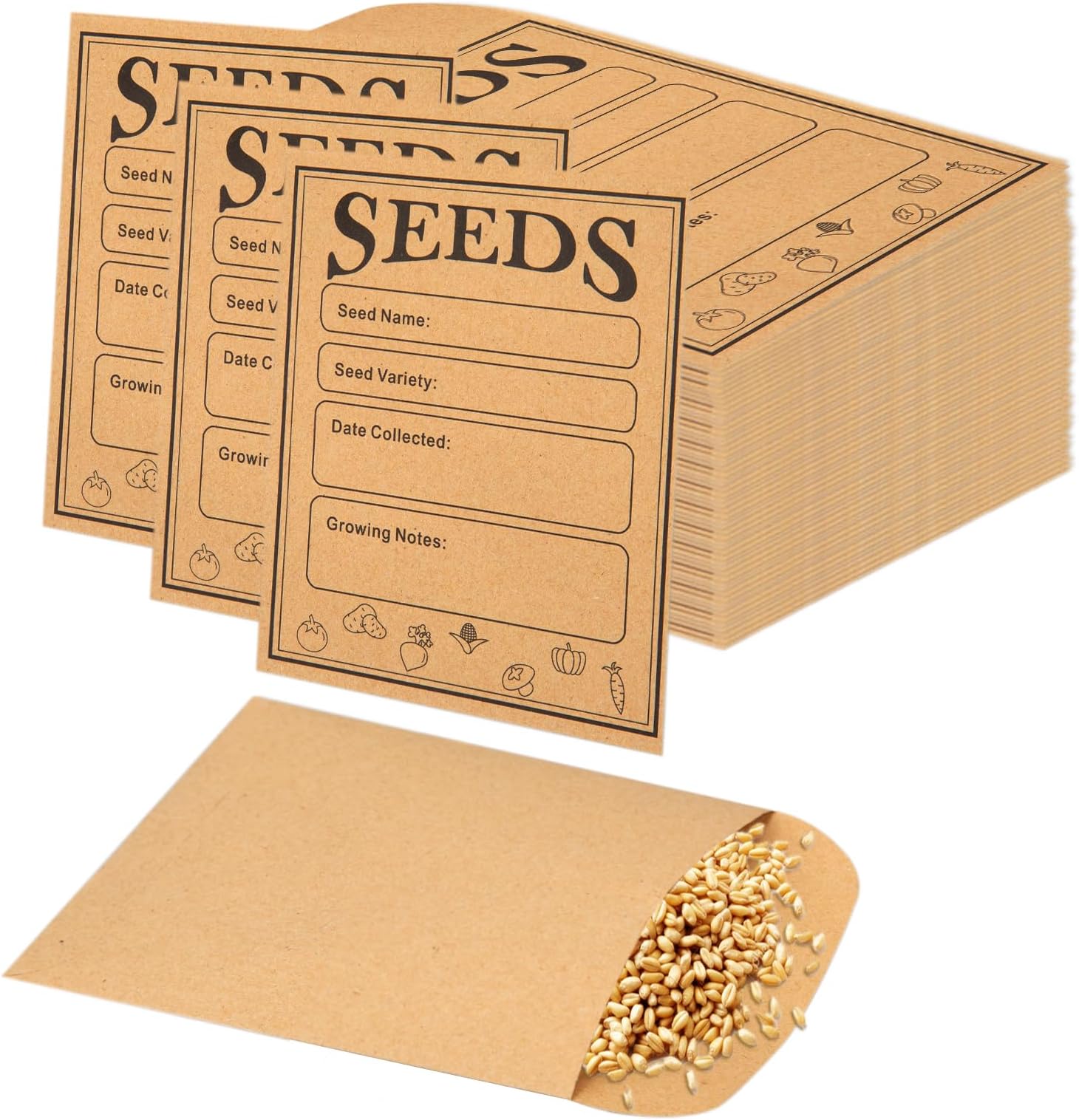 Amazon.com : 150pcs Seed Saving Envelopes, 4.7x3.1 Inch Reusable Seed ...
