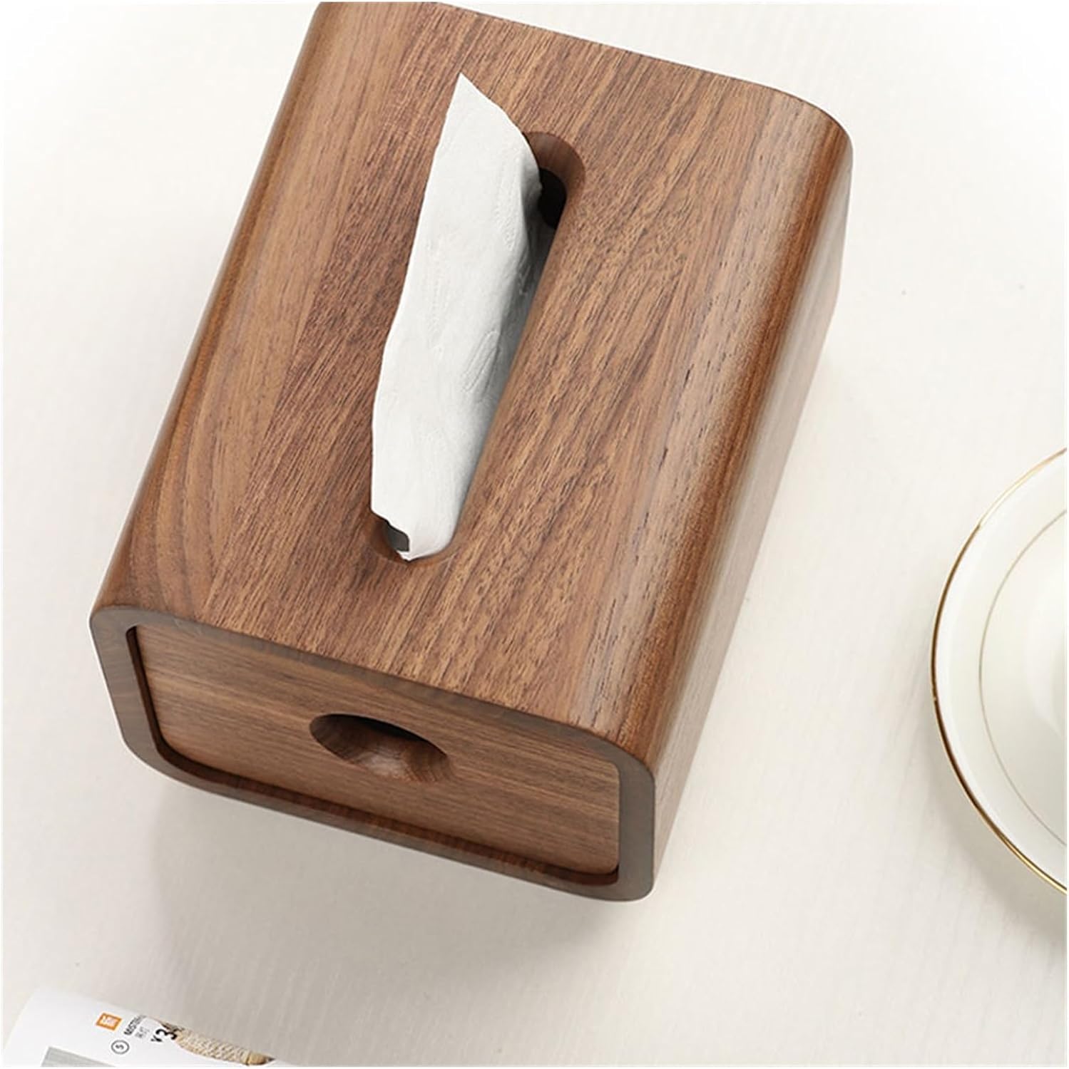 Amazon.com: Black Walnut White Oak Tissue Box Solid Wood Rectangular ...