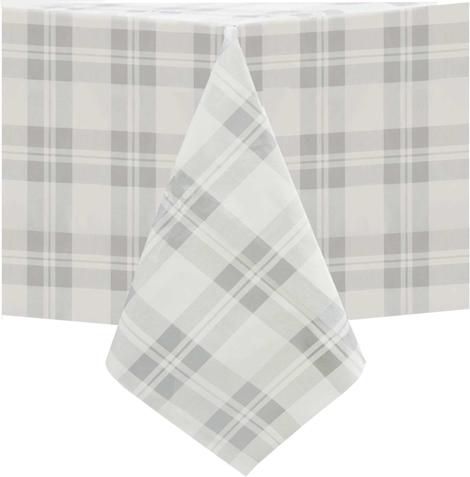Cream Tartan Pattern Vinyl Table Cloth Wipe Clean Rectangle 200x140cm ...