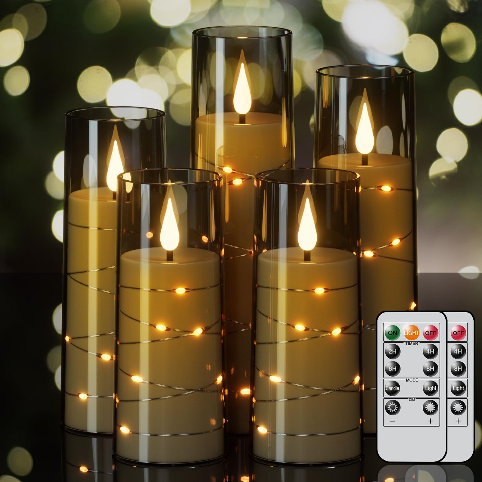 Amazon.com: Lasumora Flameless Candles with Remote Timer, Embedded ...