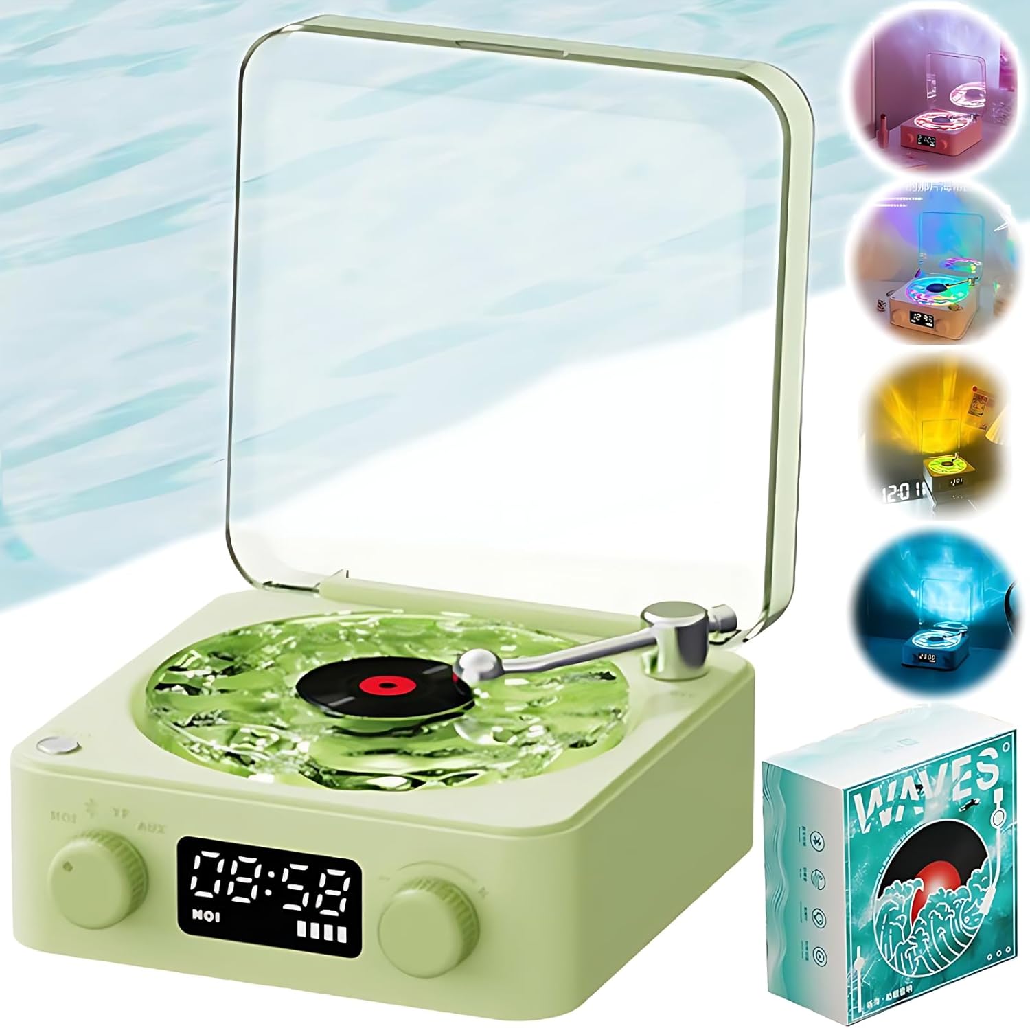 Amazon.com: Waves Vintage Vinyl Record Player Bluetooth Speaker with ...