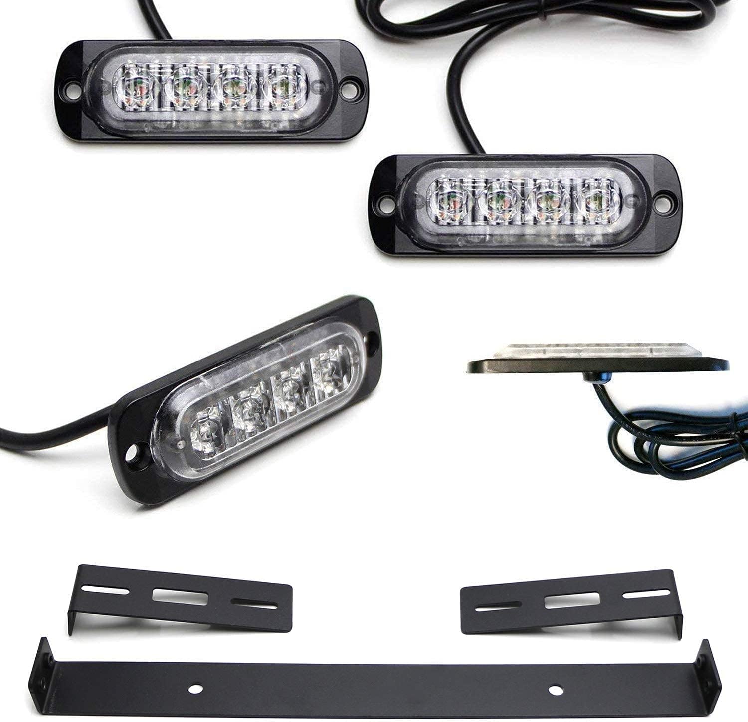 Amazon.com: iJDMTOY License Plate Mount Amber/White LED Warning Light ...