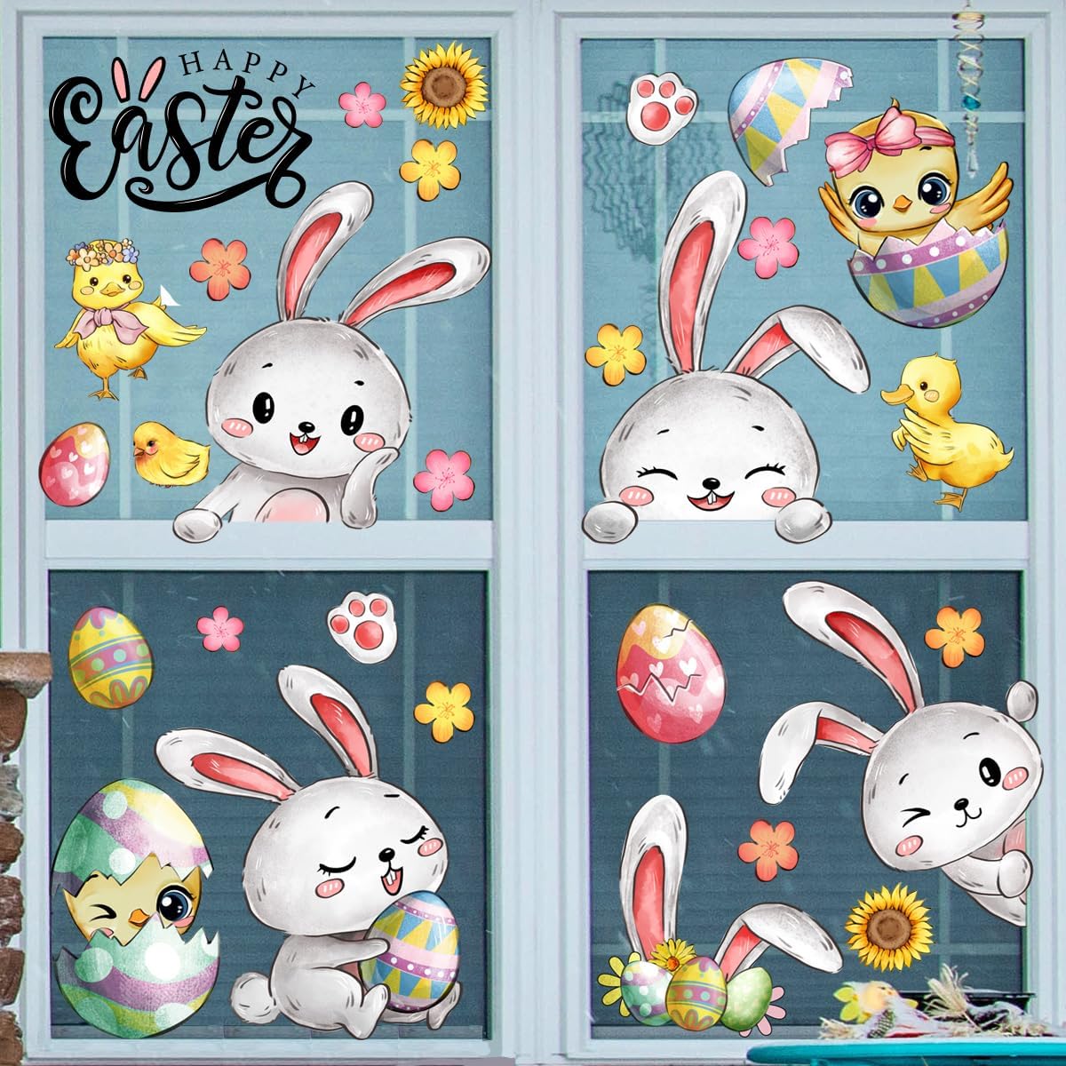 Amazon.com: Denylo Pro Happy Easter Double-Sided Window Cling Stickers ...
