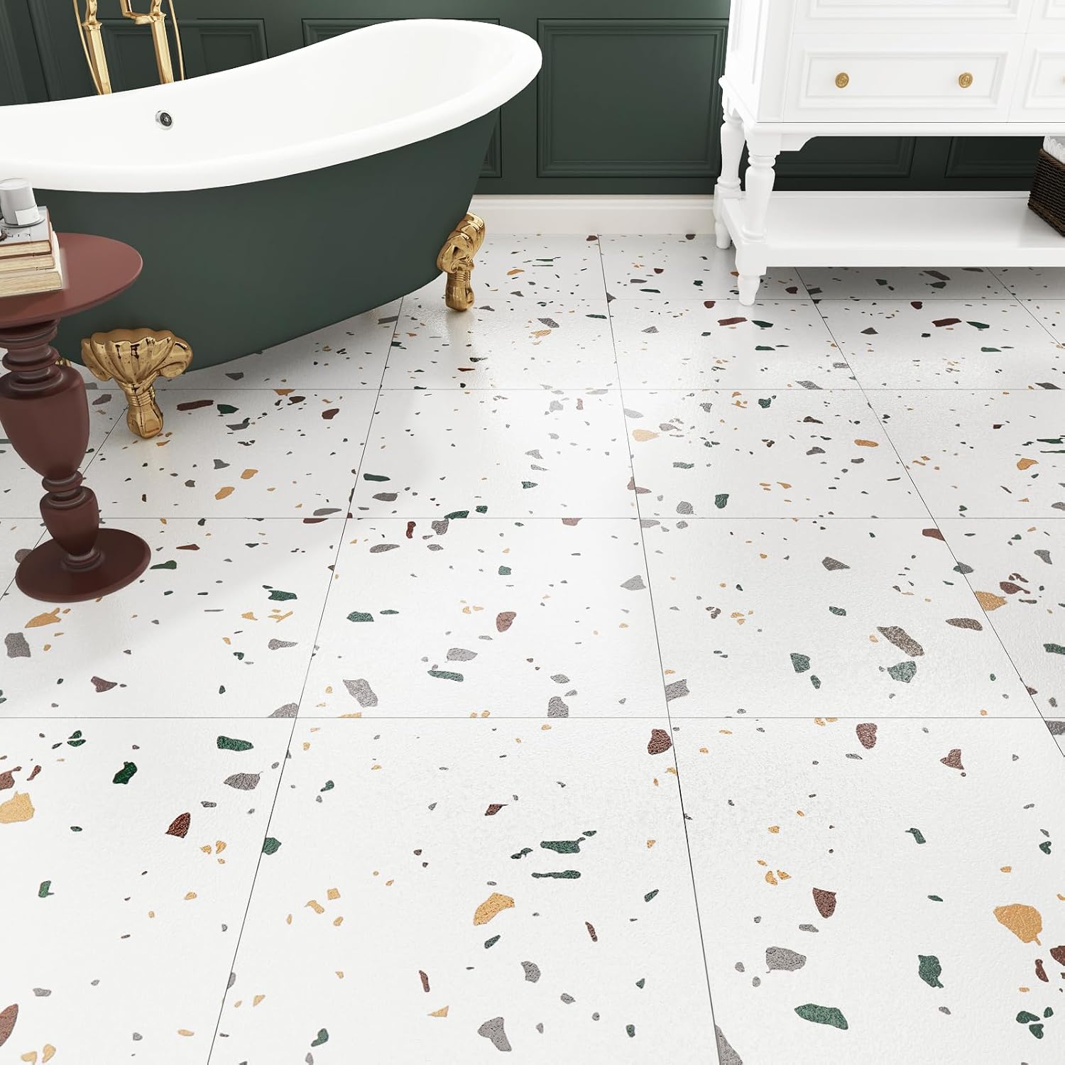 Waterproof Vinyl Floor Tiles - Colorful Terrazzo Chile | Ubuy