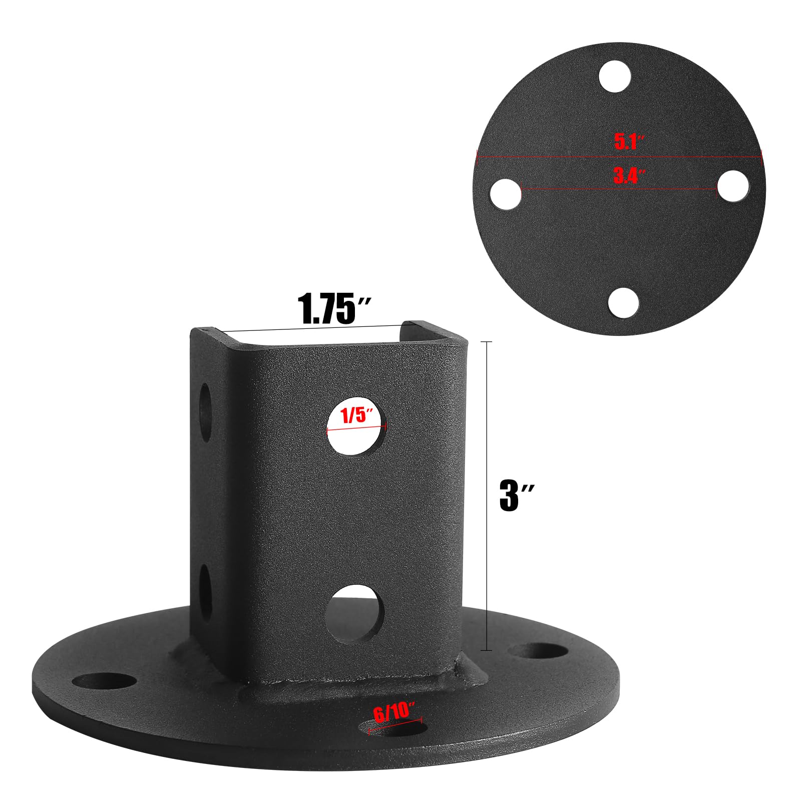 Snapklik.com : 4 Pcs Post Base Channel 4 Hole For 1-5/8” Single Strut ...