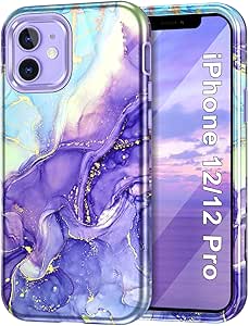 Amazon.com: Btscase for iPhone 12 Case/iPhone 12 Pro Case, Heavy Duty Three Layer Marble ...