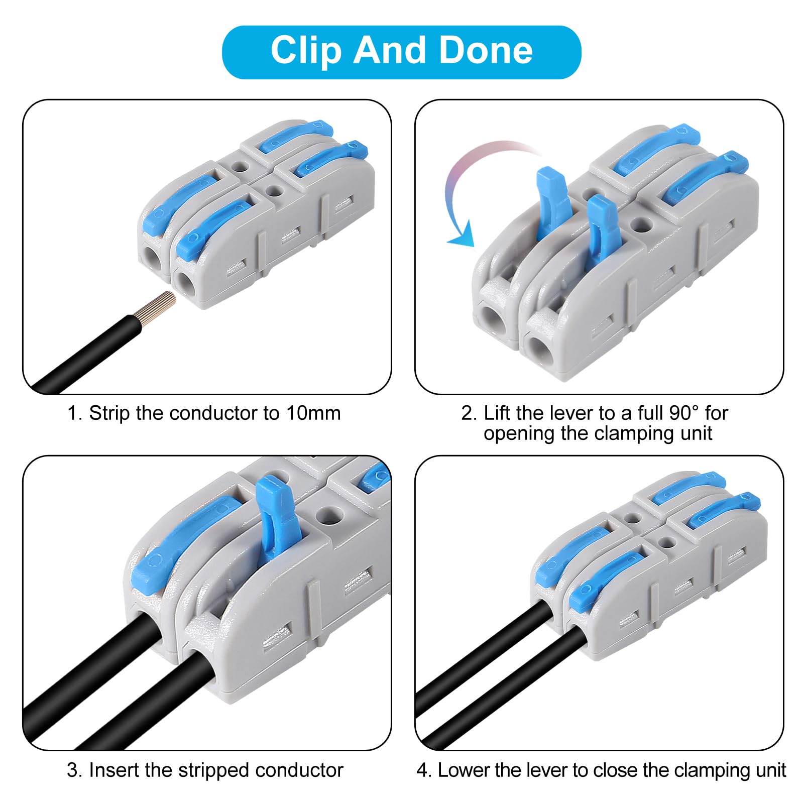 Snapklik.com : 20PCS Compact Wire Connectors, 1 Conductor Lever Wire ...