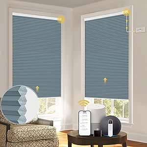 Amazon.com: CINONEKO Custom Size(21-69"W x 22-93"H) Motorized Cellular Shades,No Drill Smart ...