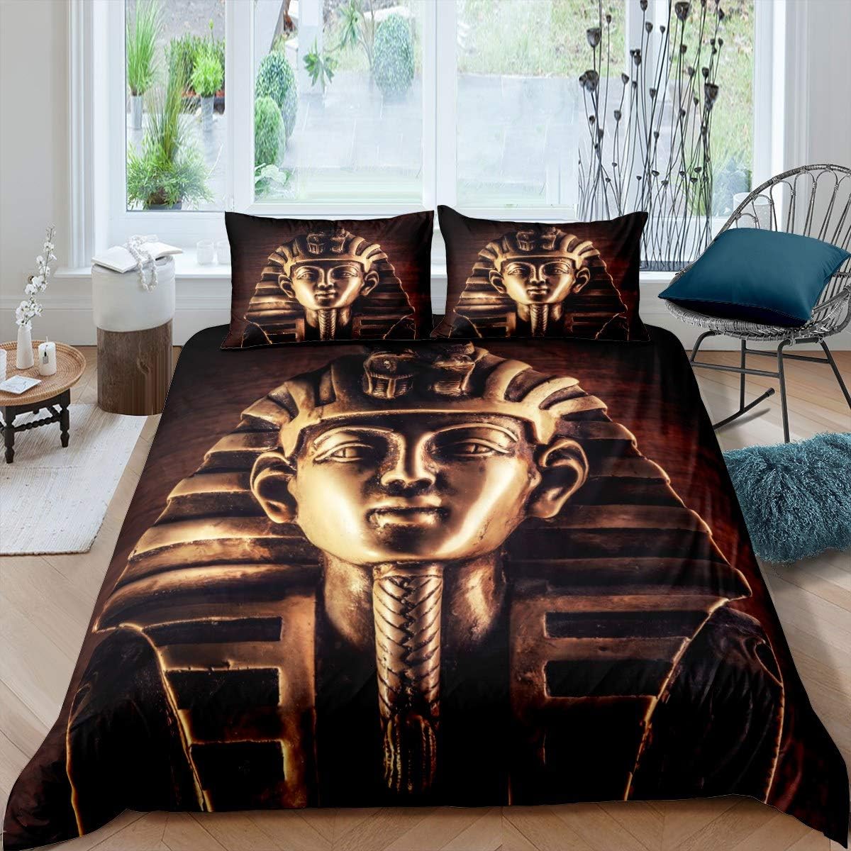 Loussiesd Pharaoh Duvet Cover Set 3D Pharaoh Print Bedding Set for Kids ...