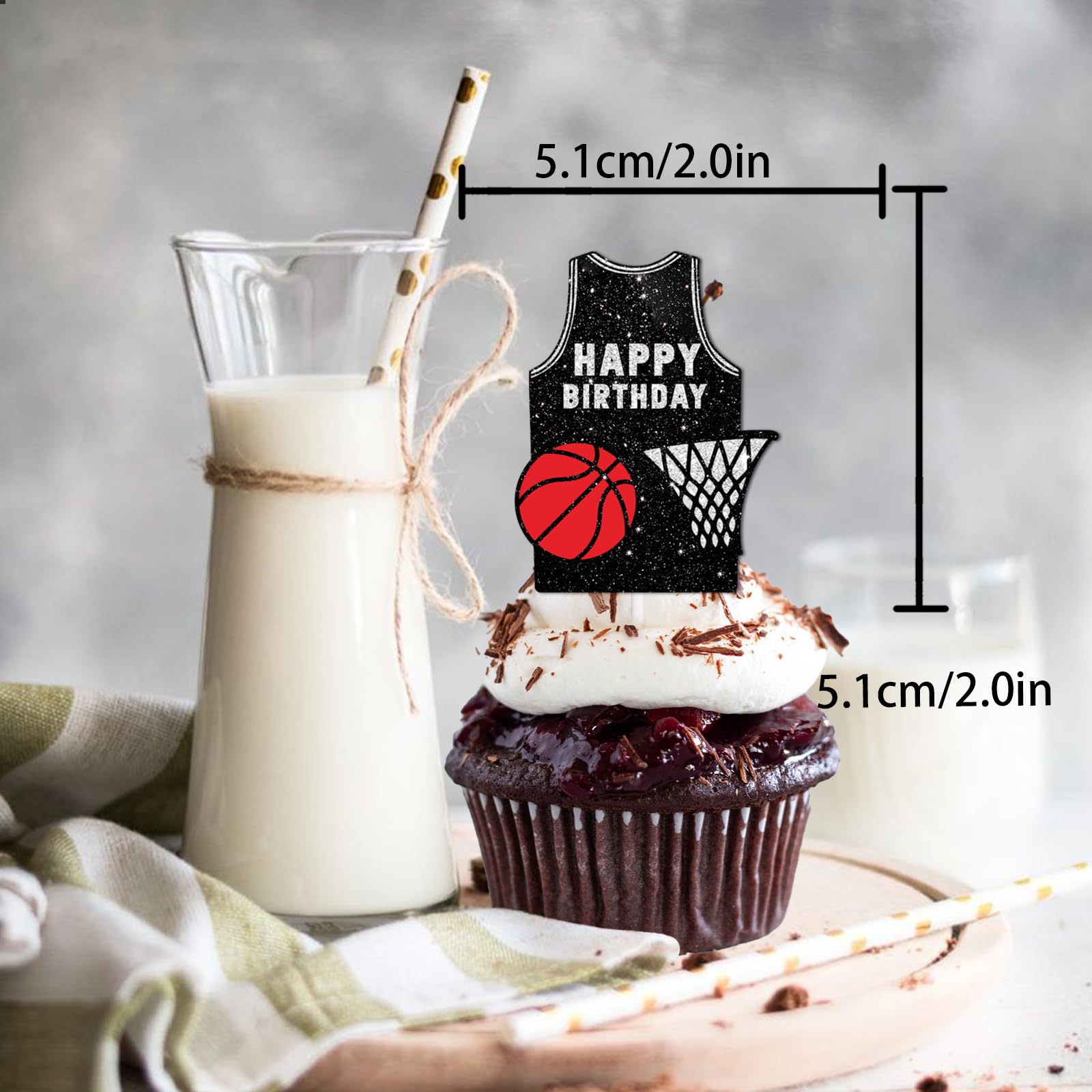 Happy Birthday Sports Theme 6Pcs Basketball Birthday Cake Toppers ...