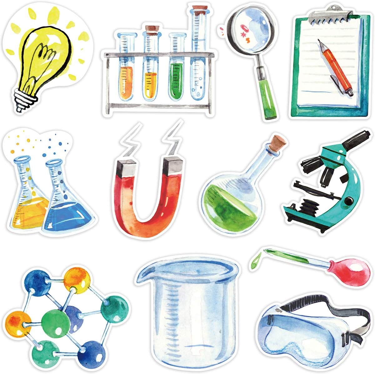 36pcs Science Cutouts Watercolor Science Lab Bulletin Board Decorations ...